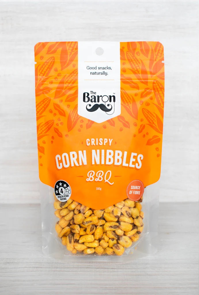 BARON CORN NIBBLES BBQ 100G – Simply Organic NZ