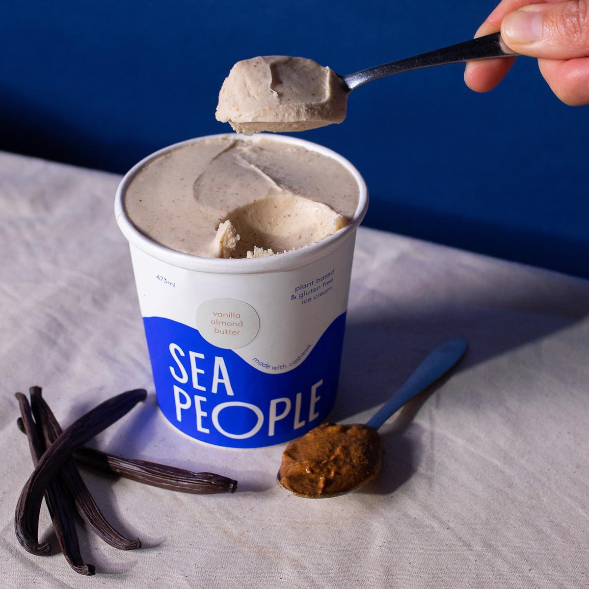 SEA PEOPLE VANILLA ALMOND BUTTER VEGAN ICECREAM 473ML – Simply Organic NZ