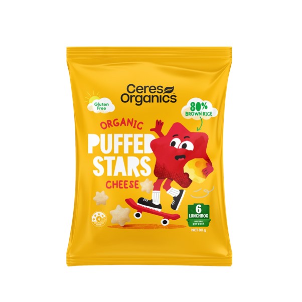 CERES PUFFED STARS CHEESE 80G – Simply Organic NZ