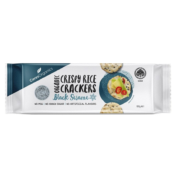 CERES RICE CRACKERS BLACK SESAME 100G – Simply Organic NZ