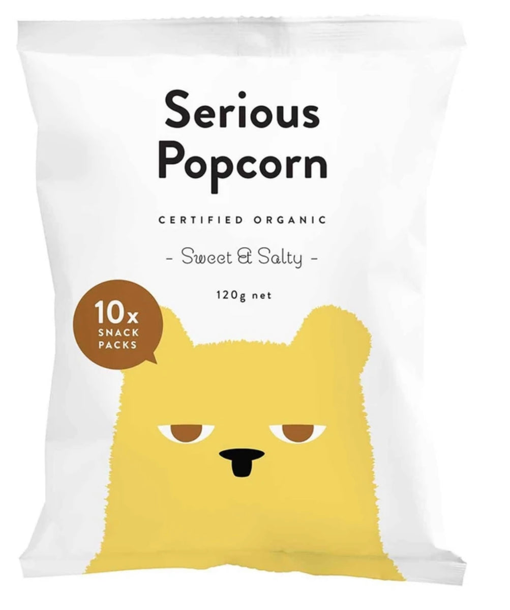 SERIOUS FOODS SWEET & SALTY POPCORN MULTIPACK 10x12 – Simply Organic NZ