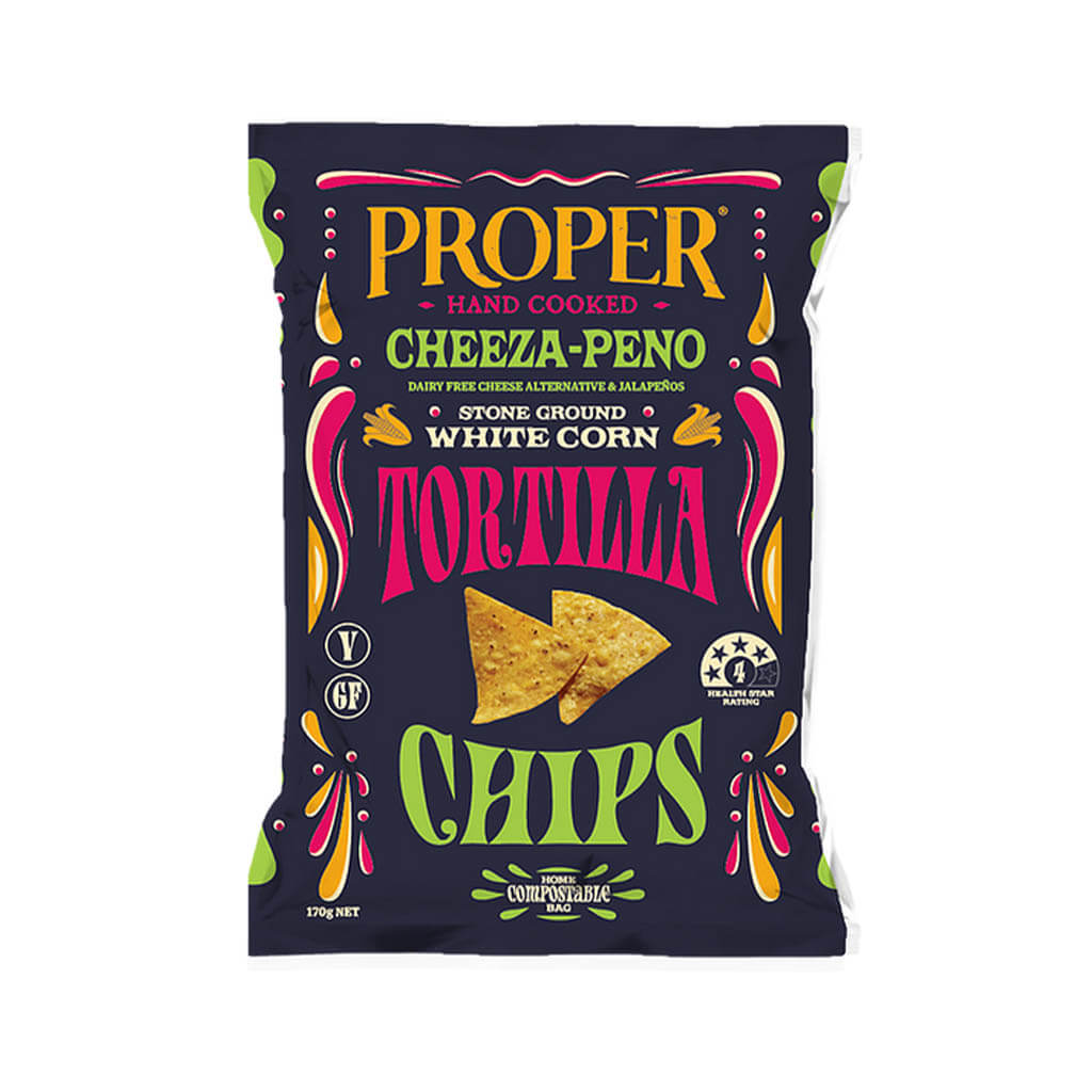 PROPER CRISPS TORTILLA CHEEZA-PENO 150G – Simply Organic NZ